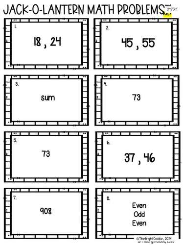 Fall Math Word Problems, Jack-o-Lantern Place Value Task Cards, Fall ...