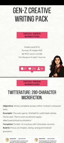 Viral storytelling Gen-Z vreative writing pack | Printable by TDET Miss ...
