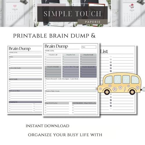 Editable Brain Dump Planner and To Do List Printable by Simple Touch ...