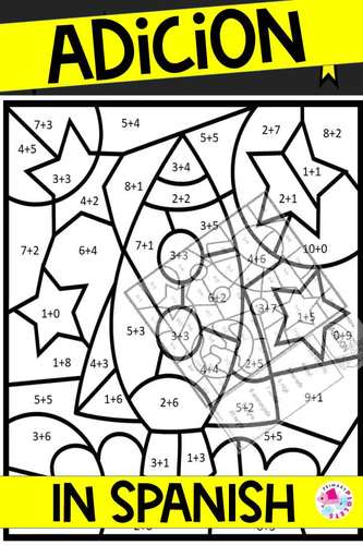 Addition Color by Number in Spanish Space Set | Addition Worksheets in ...