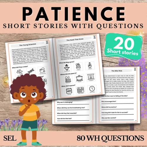 Patience 20 Short Stories W/ WH Open Questions Autism Reading Worksheet ...