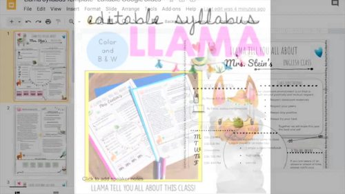 Syllabus Template Editable for Google Slides Llama theme by Language is ...