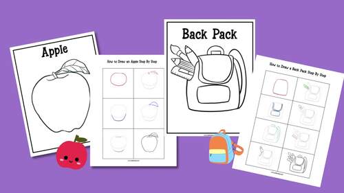 Back to School Directed Drawing 18 Worksheet Bundle | TPT
