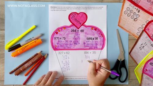 5th Grade Cupcake Math Craft Valentines Day Multiplication Activities ...