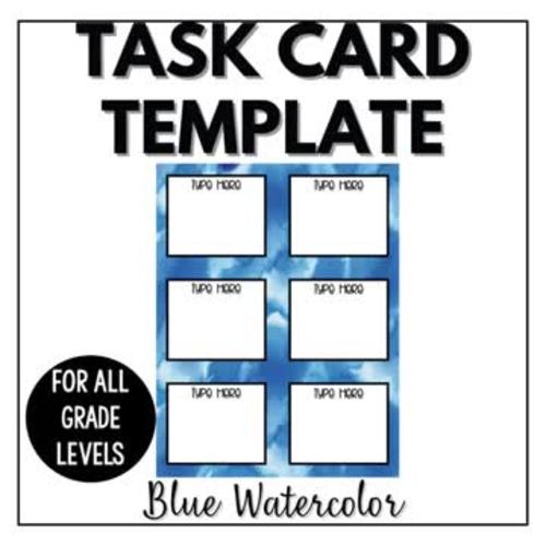 Task Card Template - Blue Watercolor by Jillian Fernandez | TPT