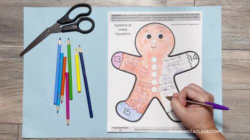 9th & 10th Grade Gingerbread Man Math Craft Algebra 1 Christmas Winter ...