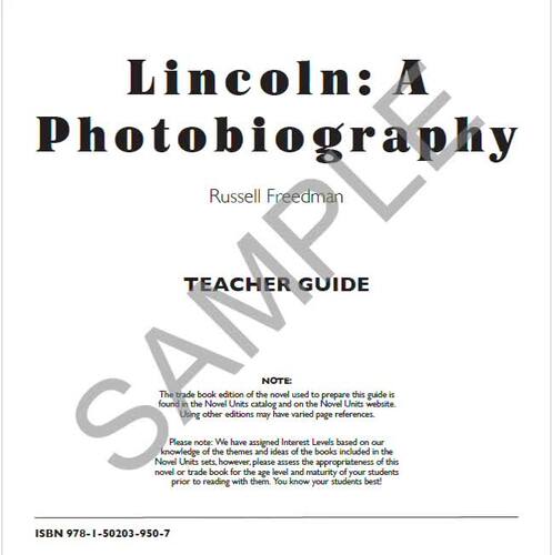 Lincoln: A Photobiography Novel Units® Teacher Guide Novel Study