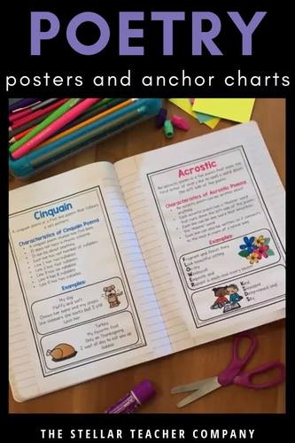 Elements of Poetry Posters and Anchor Charts by The Stellar Teacher Company