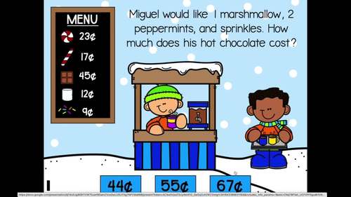 Winter Math Activity - Digital Task Cards Game - 2nd Grade Math Activity