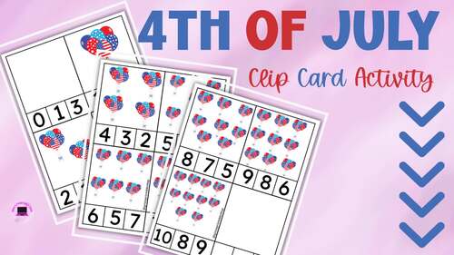 4th of July Clip Card Counting Activity by GinasPrintableShop | TPT