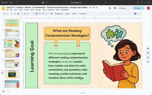 Grade 8 - Reading Comprehension Unit - Google Lesson Slides - Alberta ...