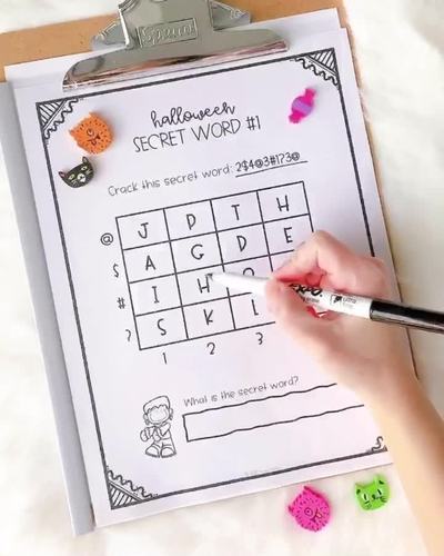 Halloween Secret Words - Visual Tracking Activity by Pink Pomelo
