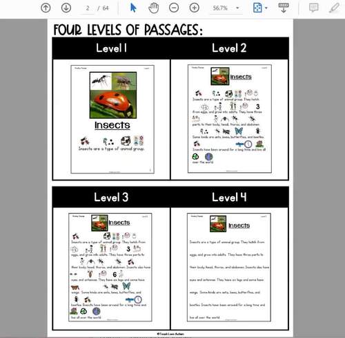 Insects Reading Comprehension Passages and Questions with Visuals
