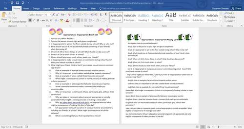 Appropriate vs. Inappropriate Behaviors Beach Ball & Card Deck Game; Gr ...