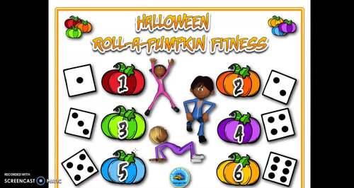 Halloween PE Warm Up (Roll-A-Pumpkin Fitness) by Jags' Den PE Resources