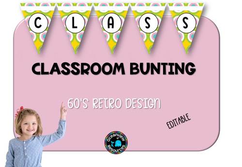 Alphabet and Number Bunting I Decor Pack I 60's RETRO I DECOR PACK