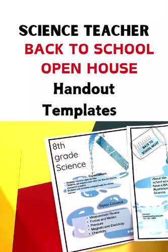 Science Teacher BACK TO SCHOOL OPEN HOUSE HANDOUT Templates Parent Info
