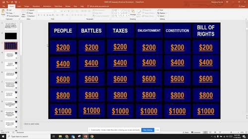 Jeopardy - The American Revolution by Miss K's Review Games | TPT