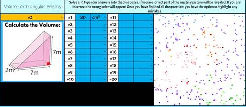 Volume of Triangular Prisms Pixel Art by Pick Up and Go Resources
