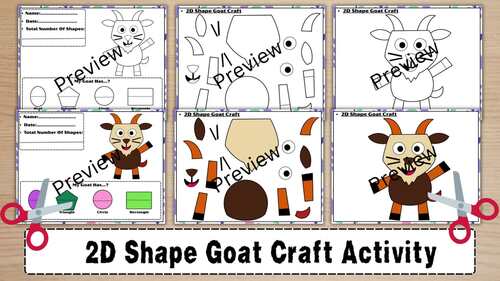 2D Shape Goat Craft | Farm Animal Math Activity | Geometry Cut & Paste