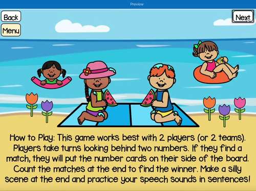 SH CH TH Summer Articulation Memory Games Boom Cards Speech Therapy ...