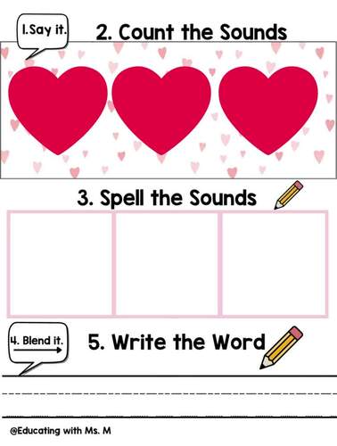 Valentine Themed Orthographic Mapping Spelling and Reading Practice