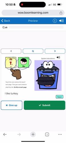 Boom Cards Thanksgiving AAC Core Vocabulary Activity Speech Therapy No prep