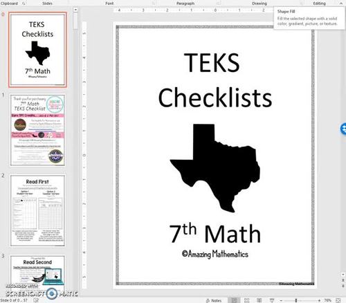 6th Math TEKS Checklist - "I Can" by Amazing Mathematics | TpT