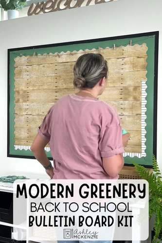Modern Greenery Bulletin Board, Posters, A-Z Letters, and Door Decor ...