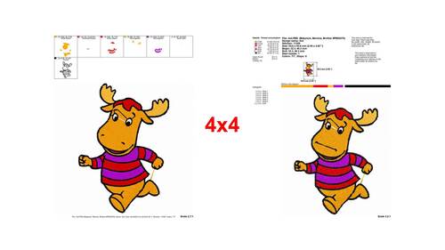 Tyrone the running moose cartoon character embroidery designs for kids ...
