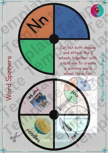 Vocab Word Spinners for Kindergarten. Letter N by Bored Parrot | TPT