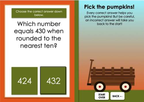 Fall Rounding to the Nearest 10 & 100 Digital Boom Cards Game | TPT