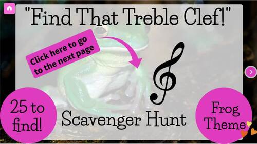 Treble Clef Digital Scavenger Hunt- Frog Themed- Online Music Game