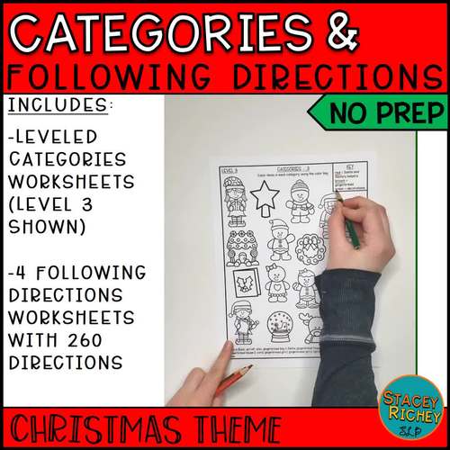 Christmas Speech Therapy NO PREP Categories and Following Directions ...