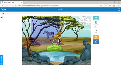 Prepositions: On The Savanna 1-step spatial instructions BOOM Cards