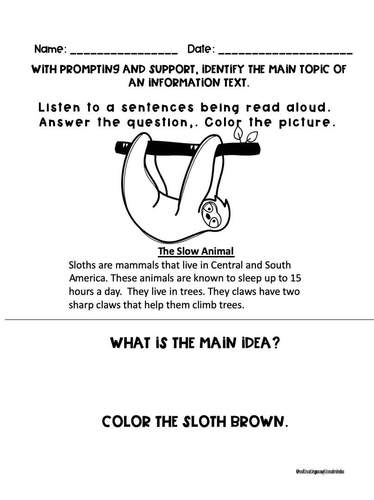 Distance Learning | Home Learning Packet |Main Idea | Basic Reading Skills