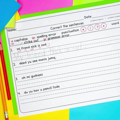 Fix It Sentence Correction Worksheets Editing and Proofreading Worksheets