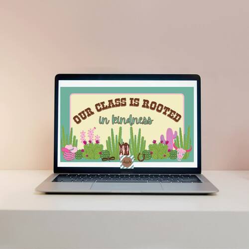 Rooted Teal & Pink Disco Cowboy Cactus Editable Daily Google Slides ...