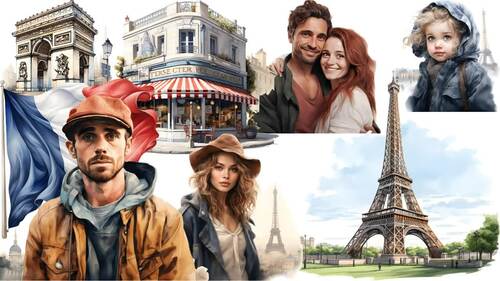 Watercolor Paris Clipart Set of 20 Files by ArtisticTimberStudio