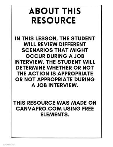 Job Interview Skills for Teenagers Worksheets by SLP for every IEP