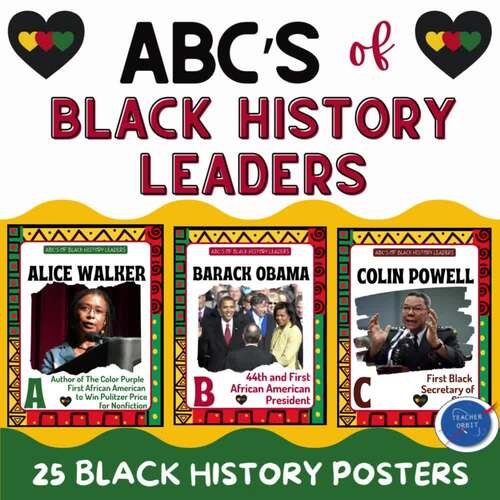 Black History Month Leaders Posters ABC's Alphabet Bulletin Board Class ...
