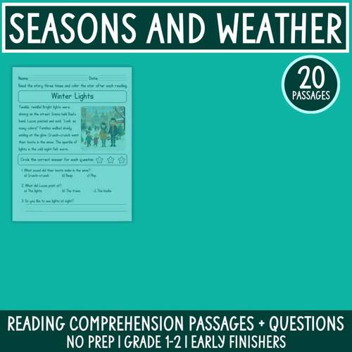 SEL Seasons & Weather Stories Reading Comprehension Worksheets PreK ...