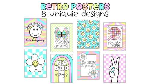 Retro & Preppy Classroom Decor Posters | 8 Groovy Printables for ...