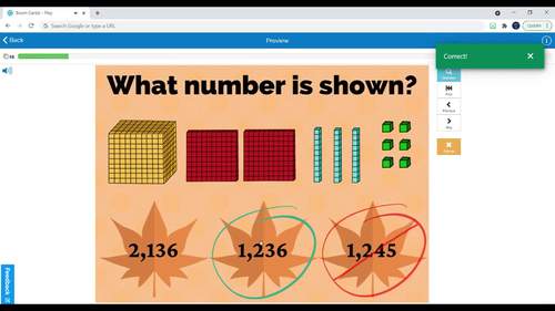 Place Value Models Fall Themed Boom Cards by Hands on Learning LLC