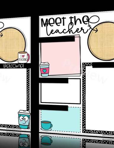 Meet the Teacher Templates Coffee Theme | EDITABLE by Designing Diversely