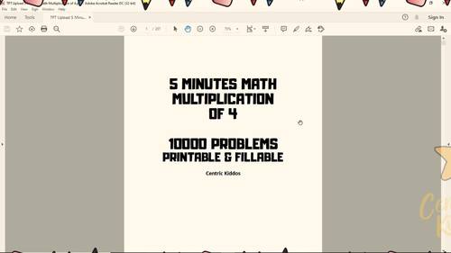 5 Minutes Math Multiplication Of 4s Practice Workbook 10,000 Problems ...