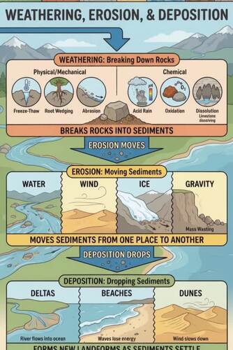 Weathering Erosion and Deposition Poster by PalEducation | TPT