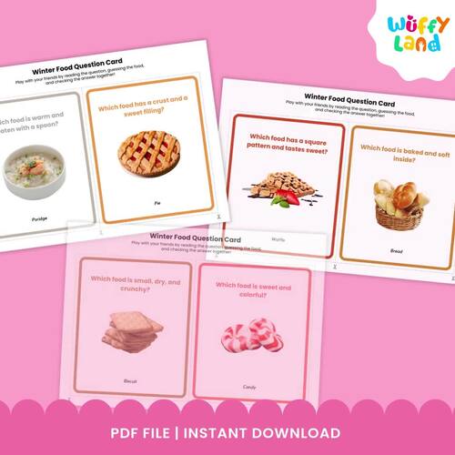 Winter Foods Question Cards | Winter Vocabulary Activity Games by Wuffyland