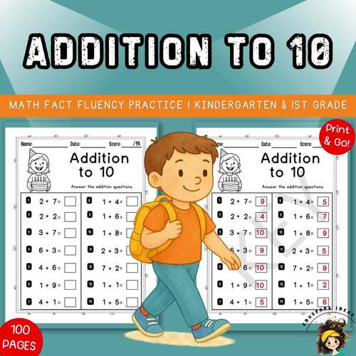 Addition to 10 Worksheets | Math Fact Fluency Practice | Kindergarten ...