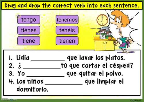 Los Quehaceres | Tener que + infinitive Boom Cards | Boom Cards Spanish